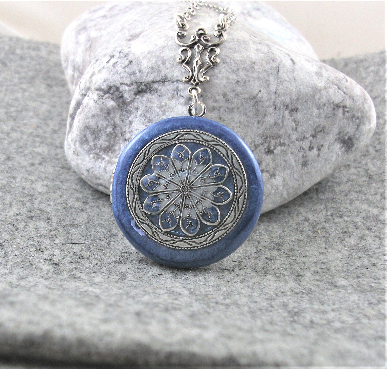Light Blue Locket Antique Style Silver Locket. Gift for - Etsy