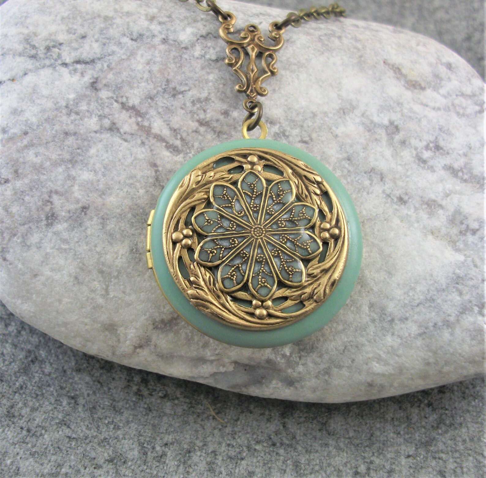 Sage Green Filigree Locket. Gift for Women. - Etsy