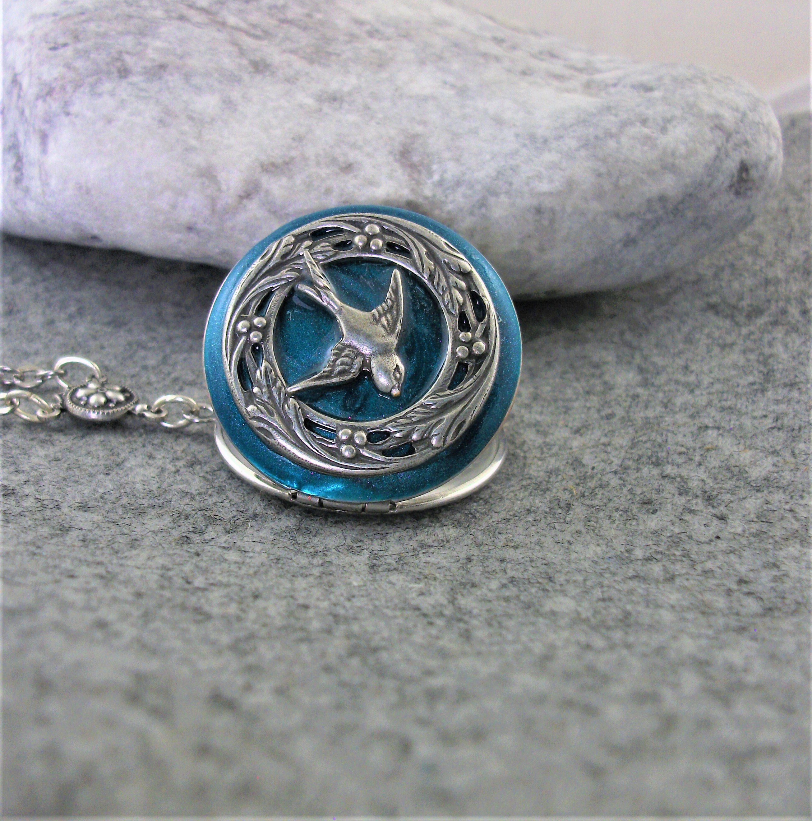 Silver Bird Locket Necklace Victorian Style Jewelry. Gift for | Etsy UK