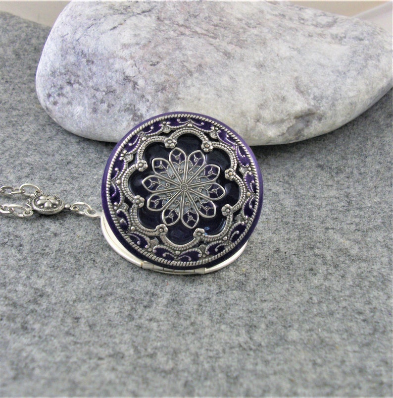 Antique Style Purple Locket Filigree Locket. Gift for Women. - Etsy