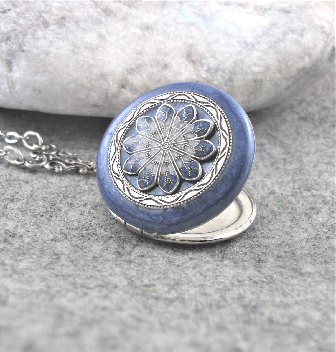 Light Blue Locket Antique Style Silver Locket. Gift for - Etsy