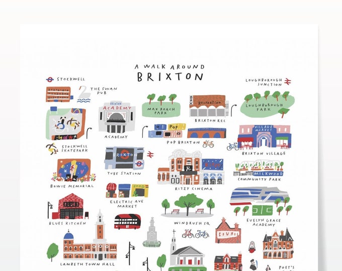 A Walk Around Brixton Giclée Map Art Print - Etsy UK