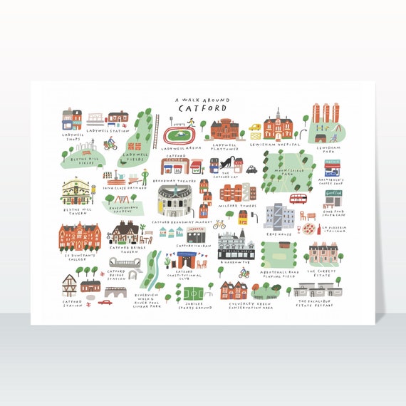 A Walk Around Catford Giclée Map Art Print - Etsy UK