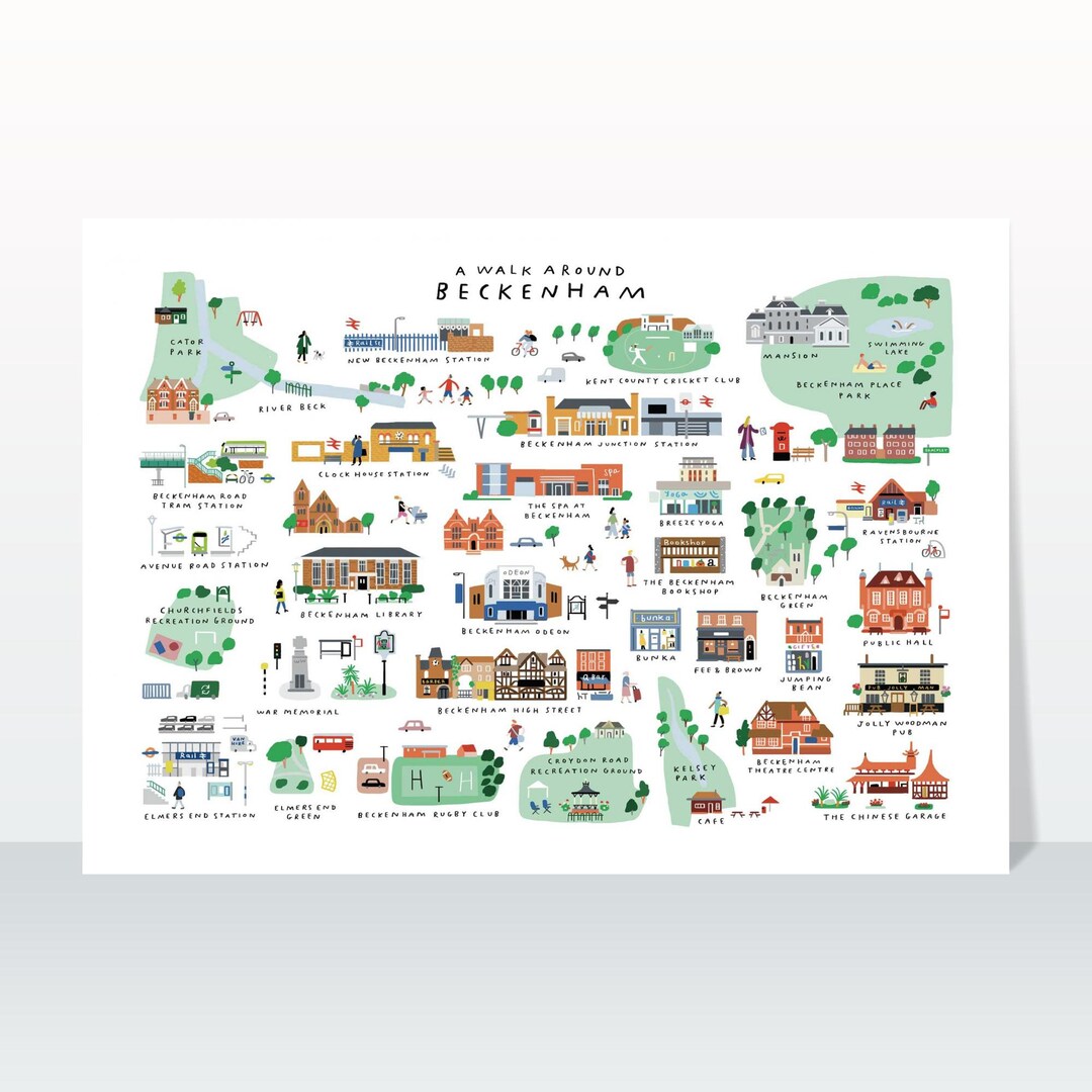 A Walk Around Beckenham - Giclée Map Art Print - Etsy UK