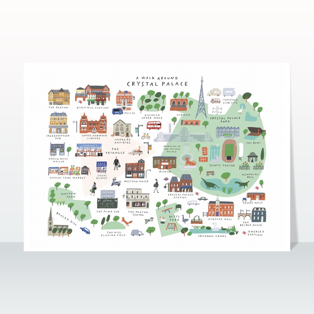 A Walk Around Crystal Palace - Giclée Map Art Print - Etsy UK