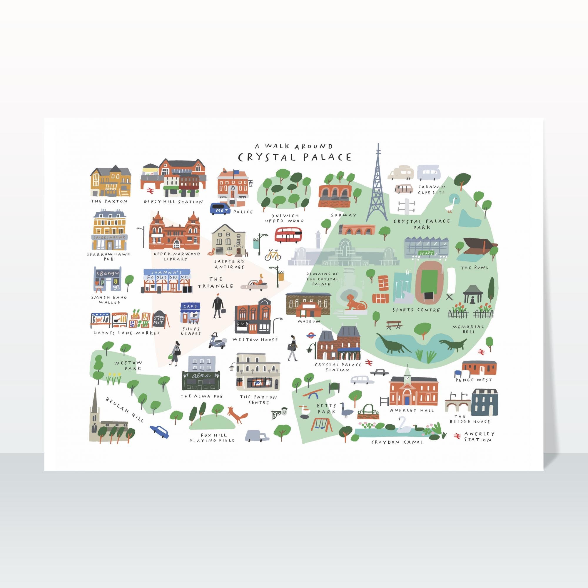 A Walk Around Crystal Palace - Giclée Map Art Print - Etsy UK