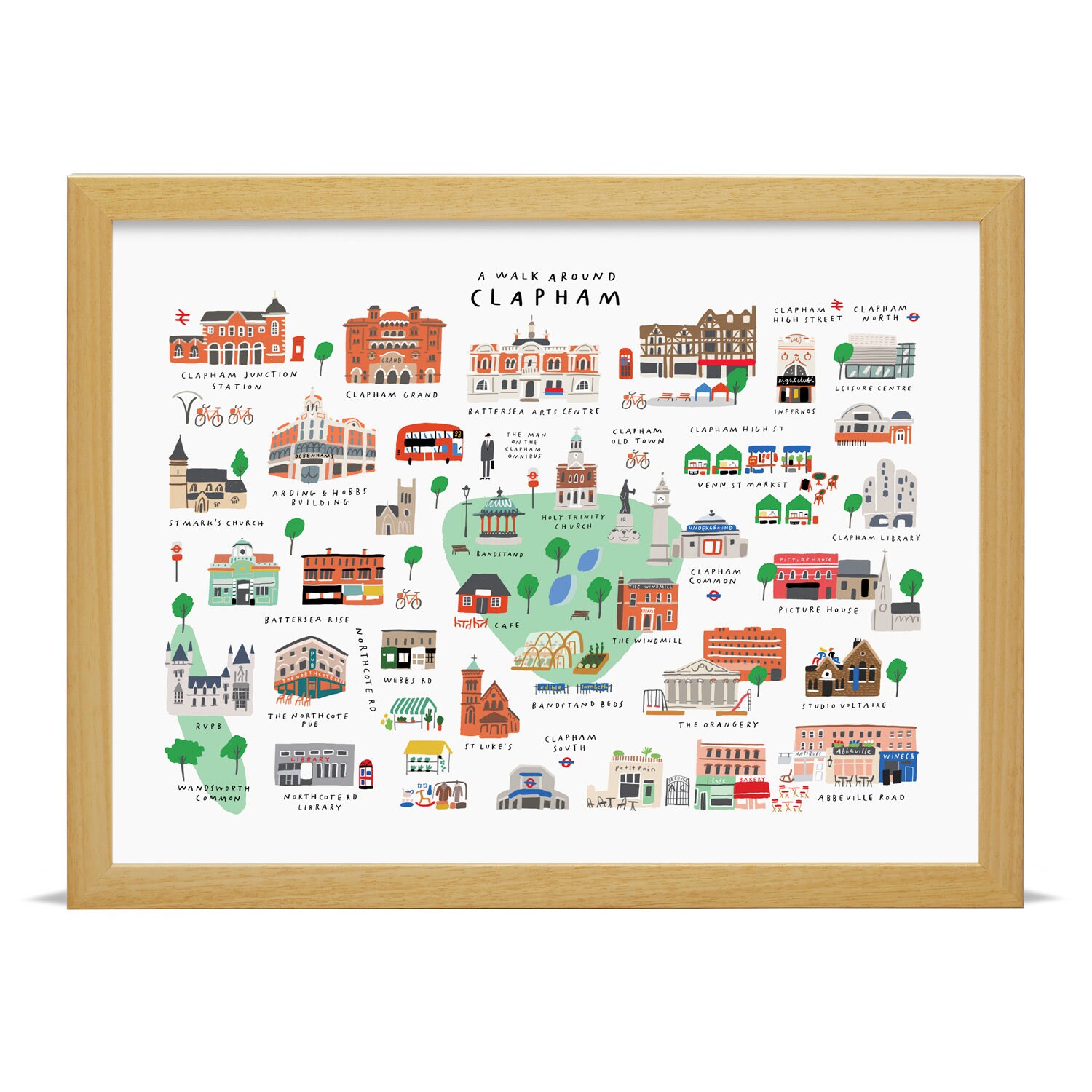 A Walk Around Clapham Giclée Map Art Print - Etsy