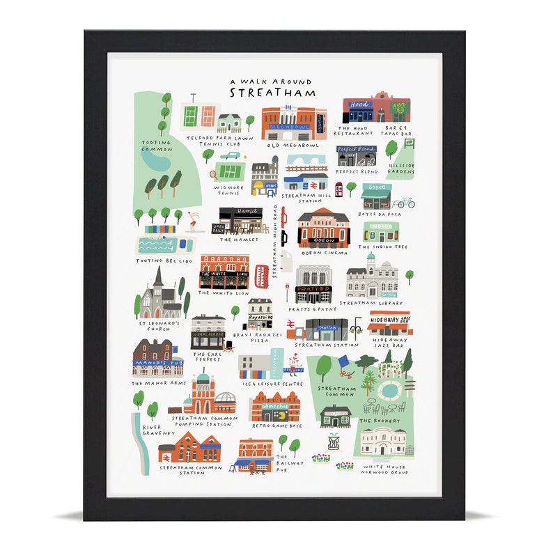 A Walk Around Streatham - Giclée Map Art Print - Etsy UK
