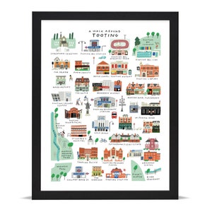 A Walk Around Tooting Giclée Map Art Print - Etsy