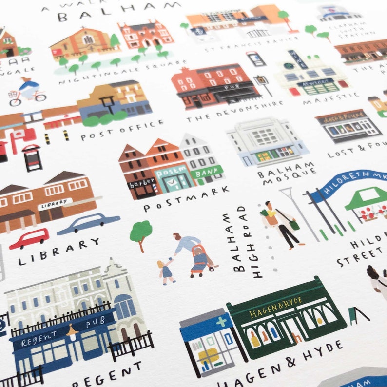 A Walk Around Balham - Giclée Art Print - Etsy UK