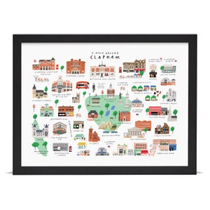 A Walk Around Clapham - Giclée Map Art Print - Etsy