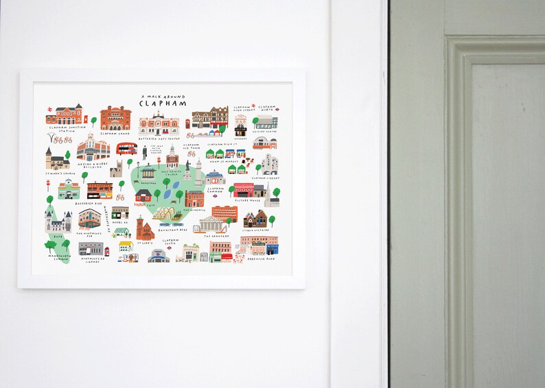 A Walk Around Clapham Giclée Map Art Print - Etsy
