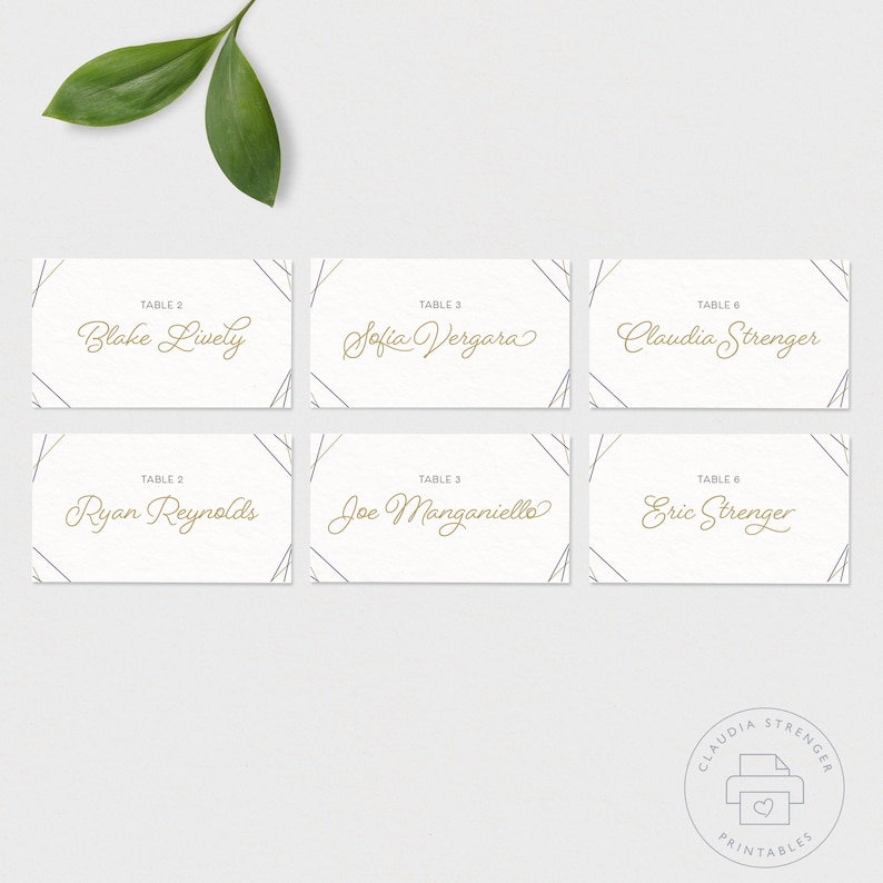 Printable Deco Name Cards, Wedding, Semi-custom by Claudia Strenger - Etsy