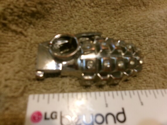 Vintage Army Grenade Solid Chrome Buckle with Diamond… - Gem
