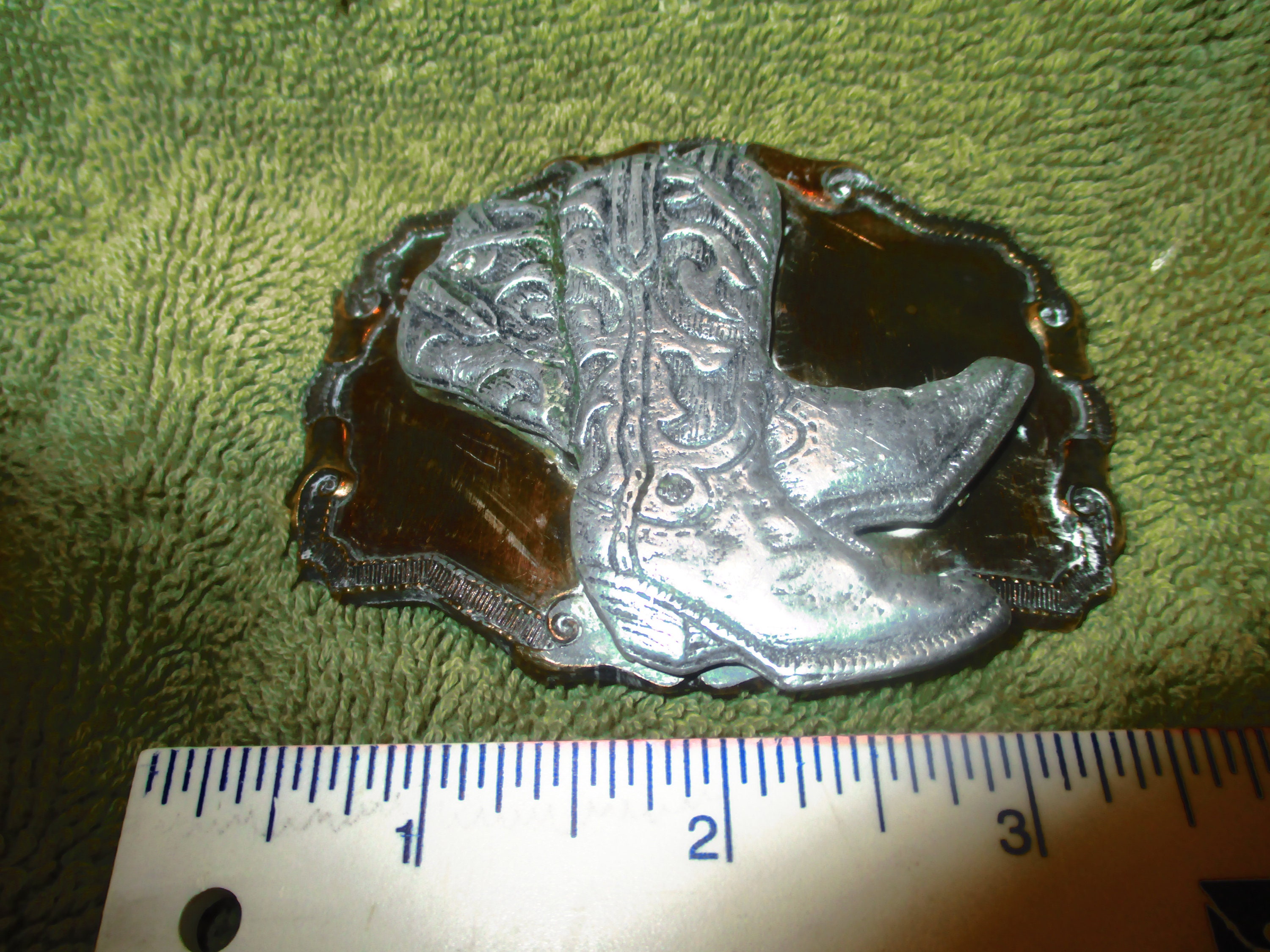 Vintage Silver-tone Cowboy Boot Buckle on Gold-tone Background - Etsy UK