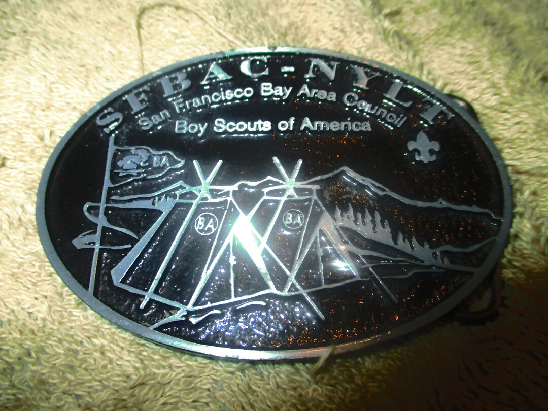 Vintage SFAC-NYLT Boy Scouts of America Black Steel Buckle Made by Dyna ...