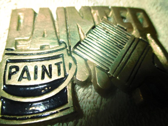 Vintage 1980 Painter "Paint" Solid Brass Buckle - Gem