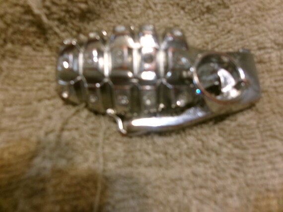 Vintage Army Grenade Solid Chrome Buckle with Diamond… - Gem