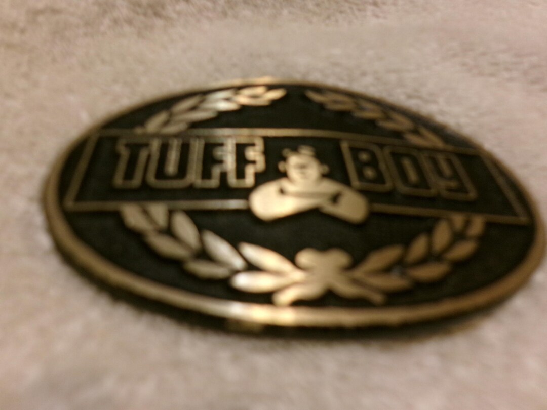 Tuff Boy Solid Brass Buckle on Black Background by Dyna Buckle - Etsy