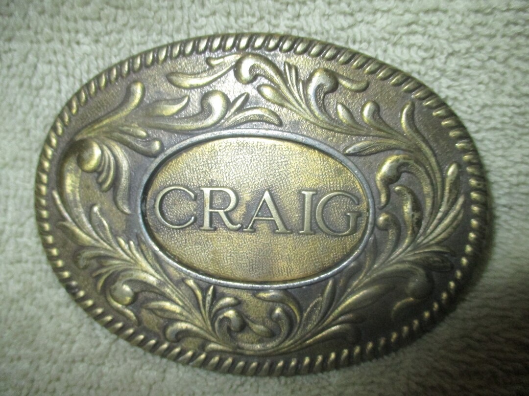 Vintage 1977 CRAIG Brass Buckle on Flower Background by the Kinney Co ...