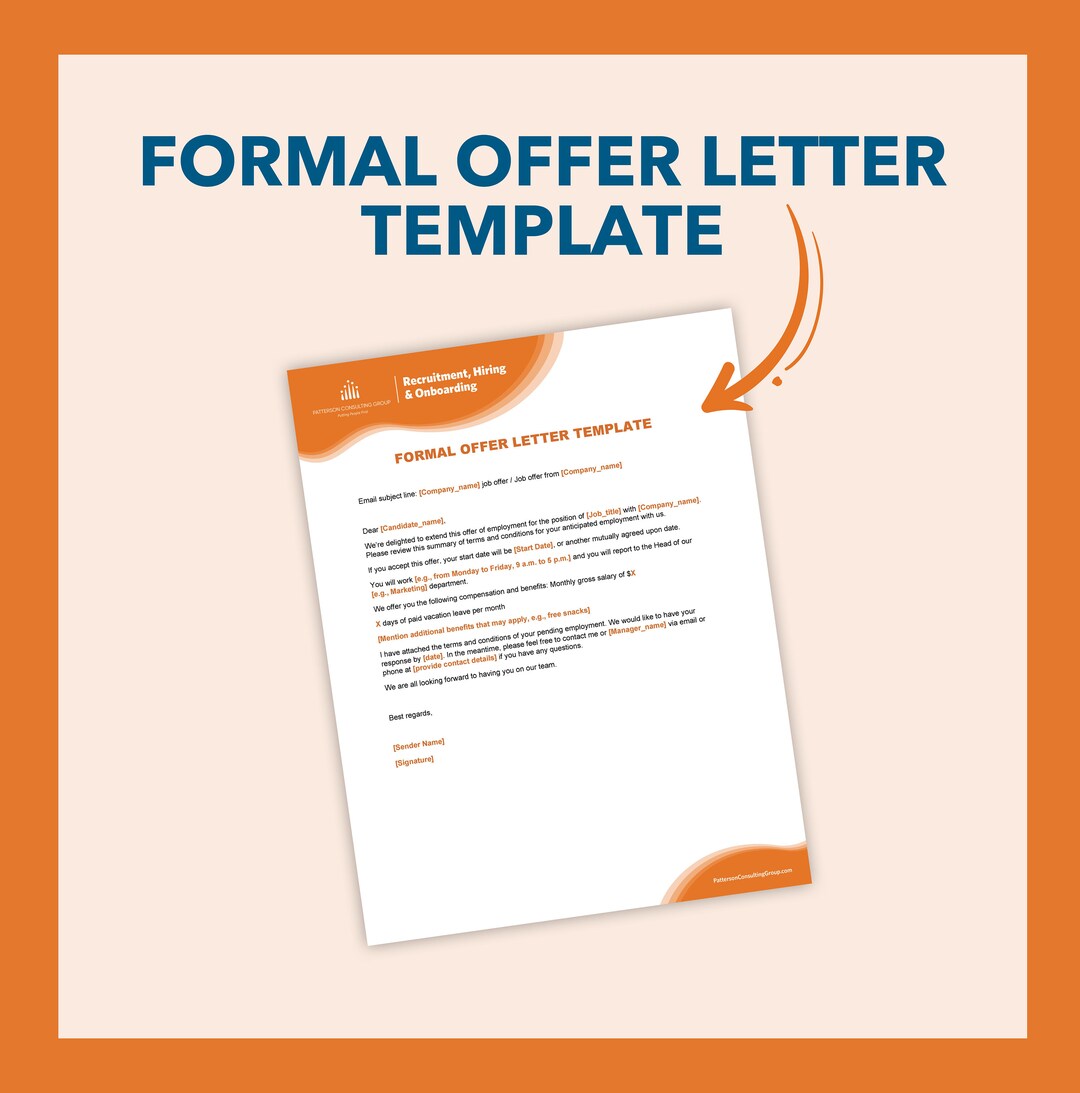 Customizable Formal Offer Letter Template Digital Download - Etsy Canada