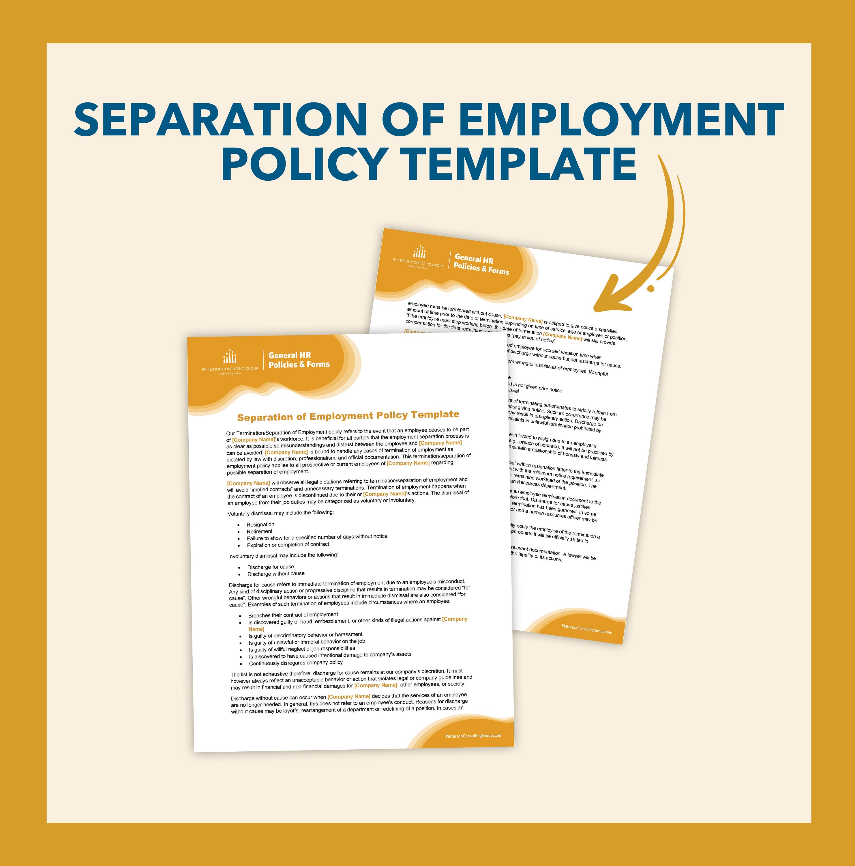 Customizable Separation of Employment Policy Template Digital Download ...
