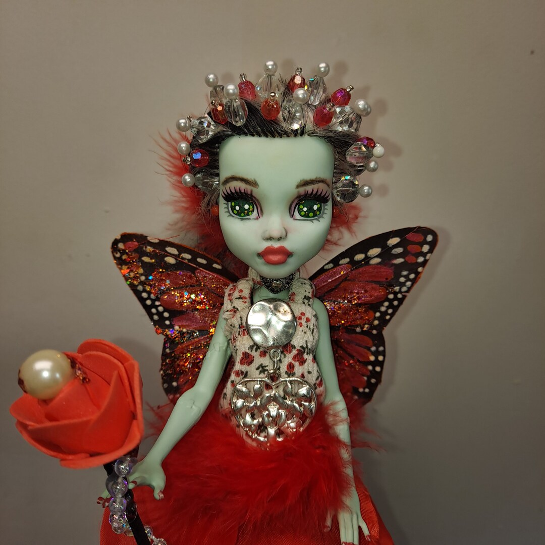Red Rose Ooak Monster High Doll Custom Butterfly Fairy Repainted Art ...