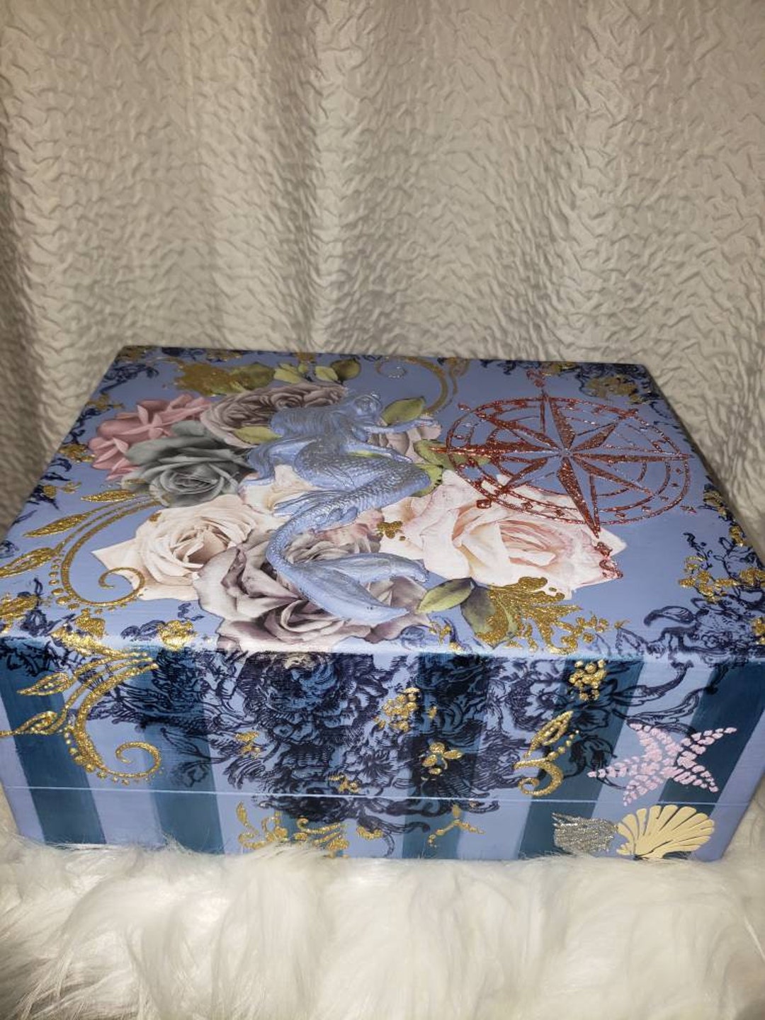 Painted Jewelry Box. Tabletop Box, Mermaid Jewelry Box. Jewelry ...
