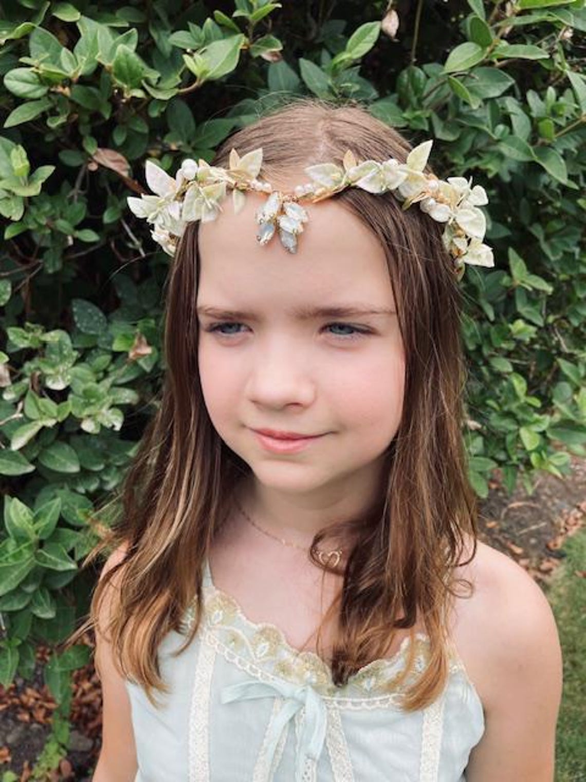 Gold Pearl Fairy Tale Elf Elven Princess Tiara Flower Leaf Crown ...