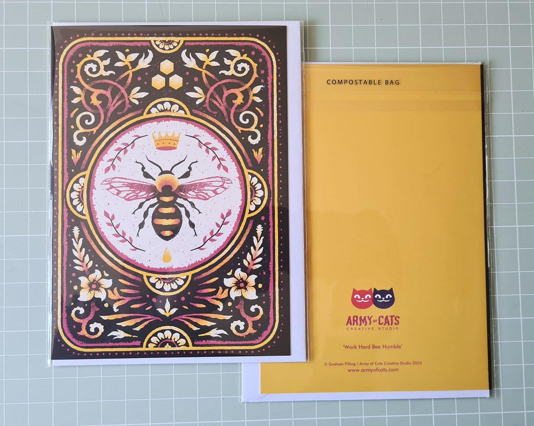 Work Hard Bee Humble Greeting Card - Etsy