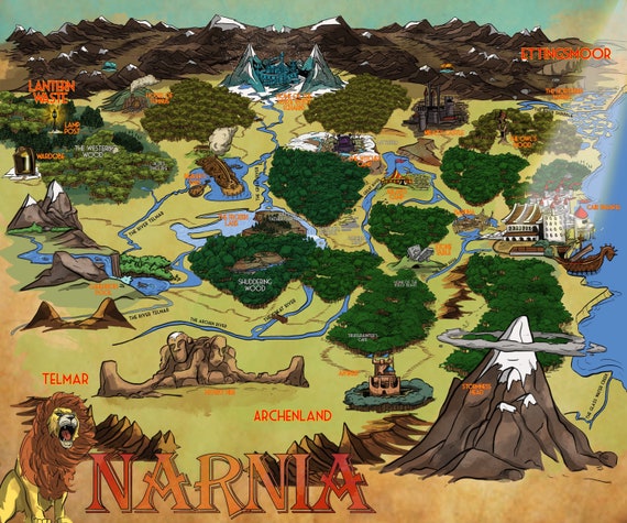 Narnia: Map of Narnia Aslan version | Etsy