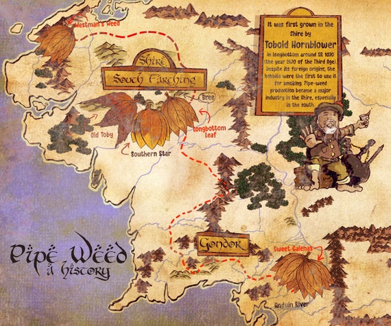 Lord of the Rings Leaf Map - Etsy
