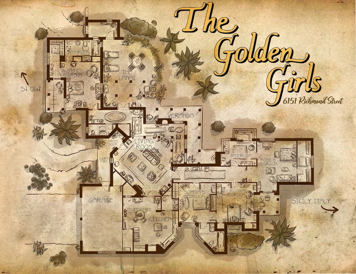 Map of the Golden Girls House - Etsy