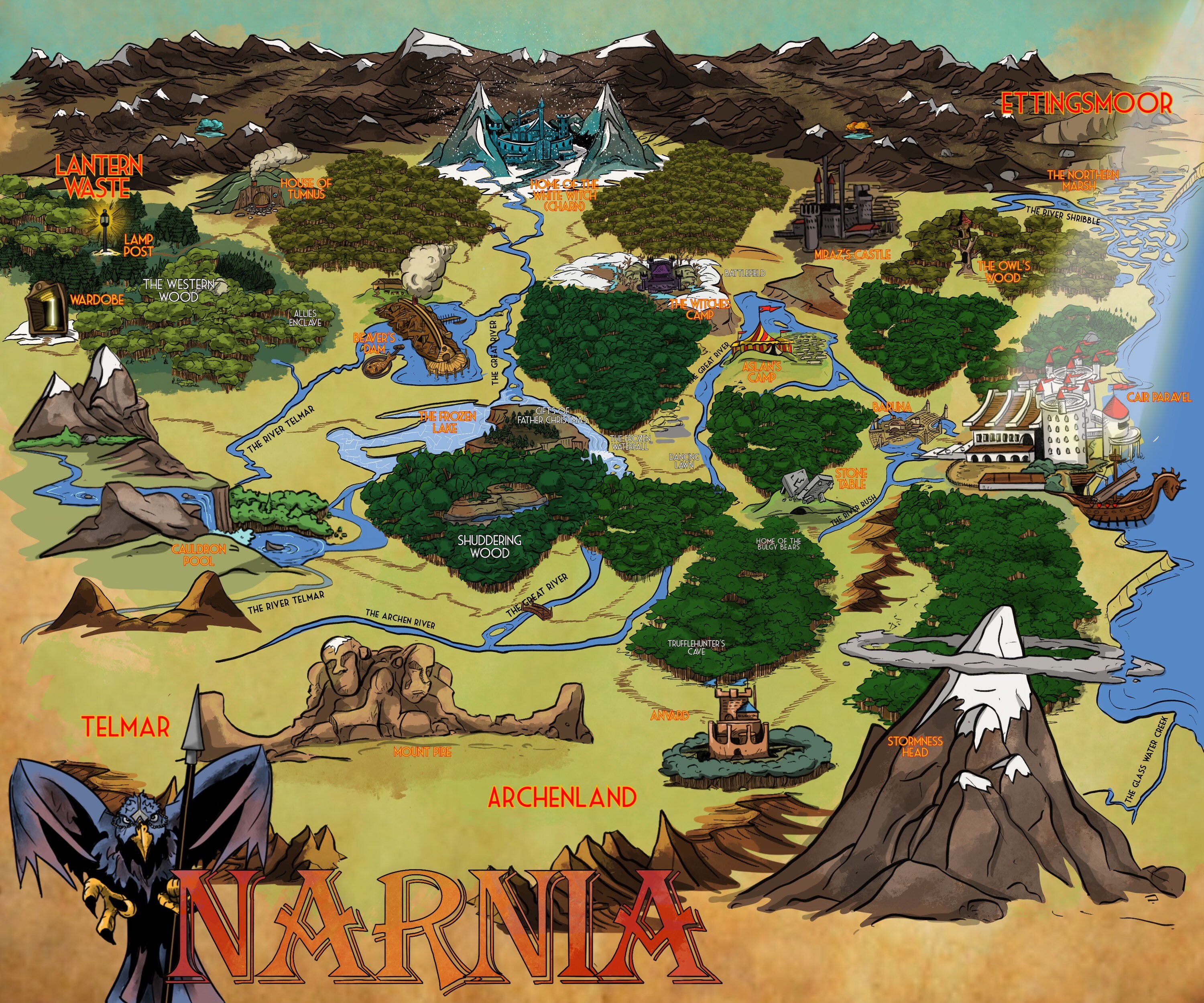 Narnia: Map of Narnia owlseaglesarmadillo Version - Etsy Canada