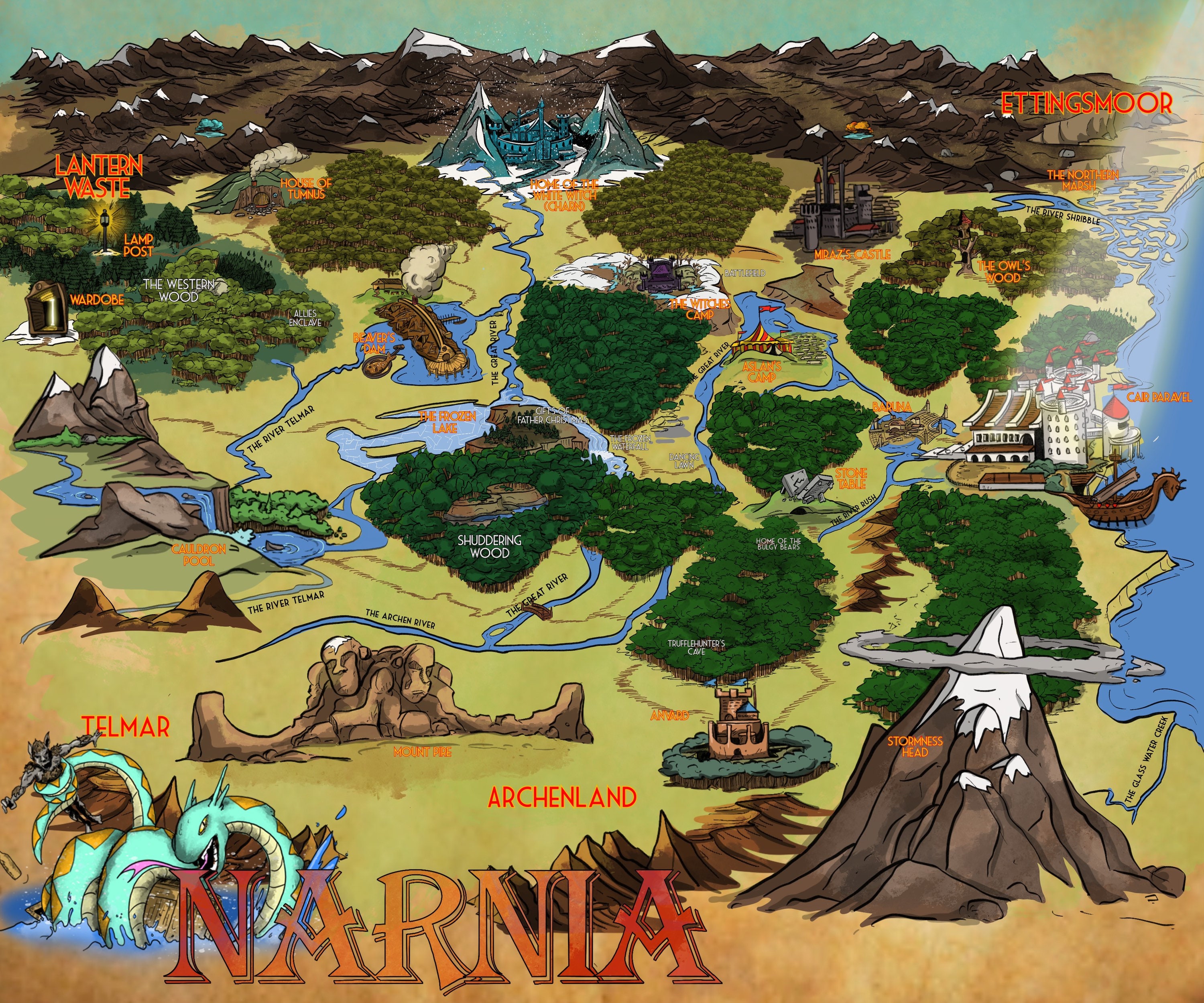 Narnia: Map of Narnia sea Serpent and Bear Versions - Etsy Canada