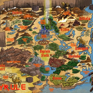 Zelda Map of Hyrule - Etsy
