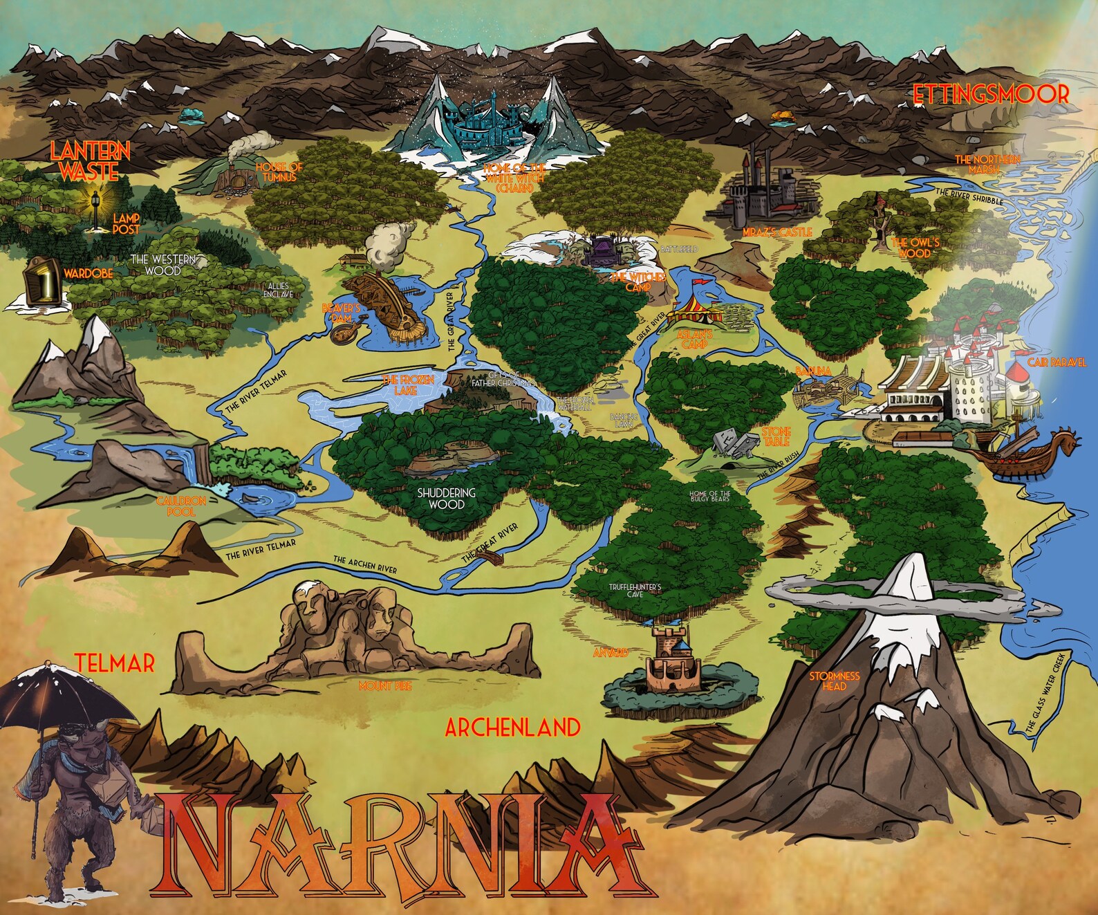 Narnia: Mapa de Narnia Tumnus o versión de hadas - Etsy España