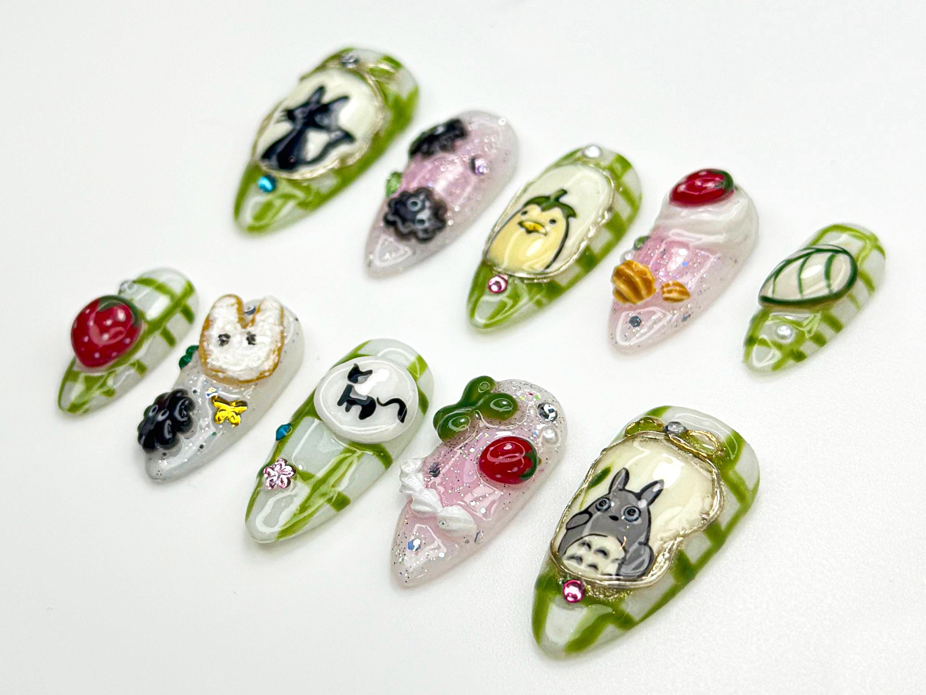Ghibli Totoro Kawaii Press on Nails,studio Ghibli Inspired Nail Art ...