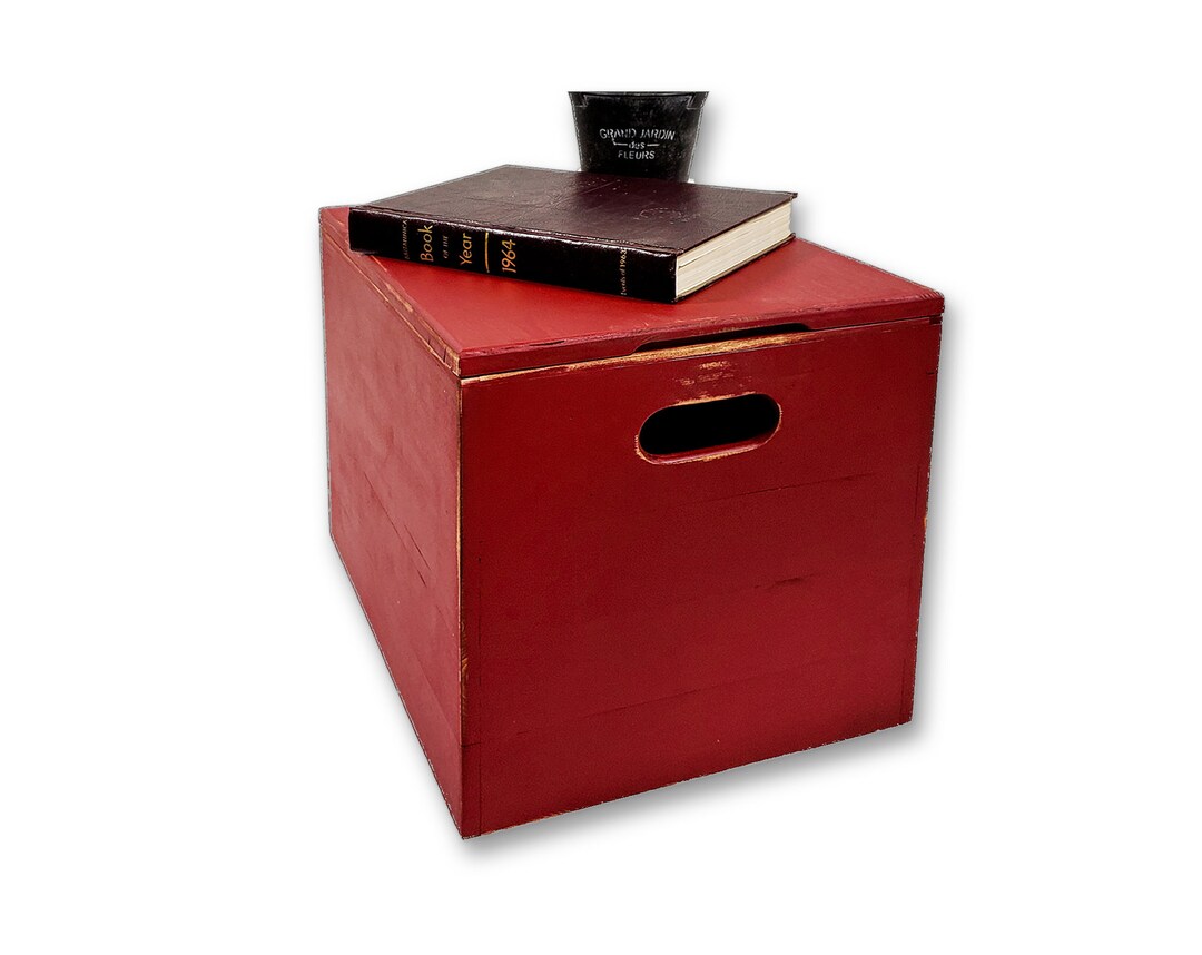 Distressed Wooden Storage Box With Painted Finish, Handles & Matching ...