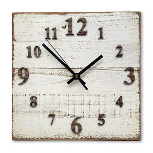 White Wall Clock Distressed White Painted Wood, Rustic Cedar, Oak ...