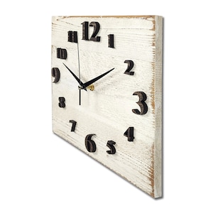White Wall Clock Distressed White Painted Wood, Rustic Cedar, Oak ...