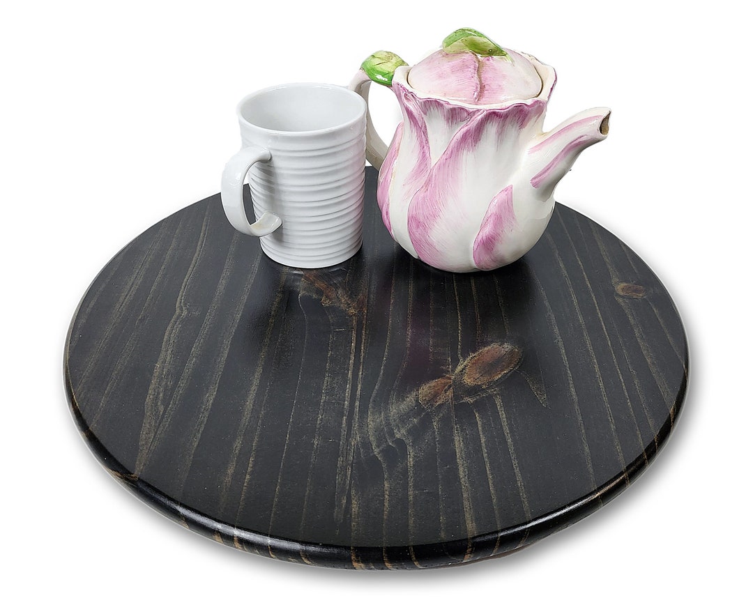 Black Lazy Susan Wooden Turntable Ebony Table Top Centerpiece, Kitchen ...