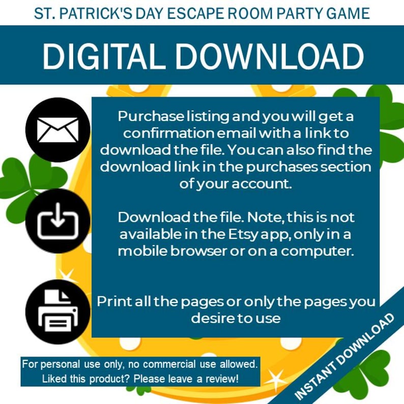 St. Patricks Day Printable Escape Room for Kids | Birthday Party Game ...