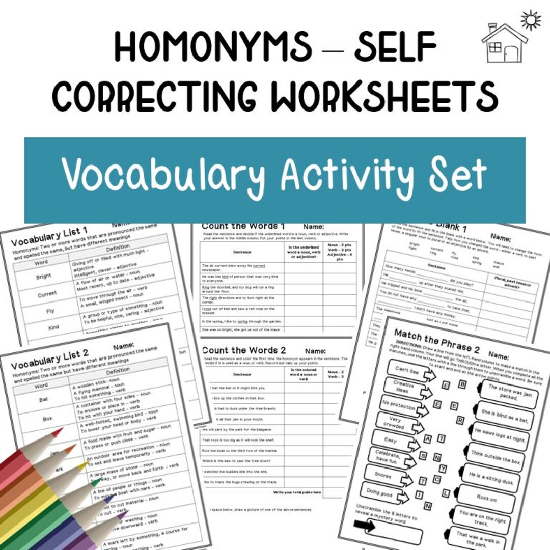 Parts of Speech Homonyms - Vocabulary Worksheets, Sub Plans, Homeschool ...