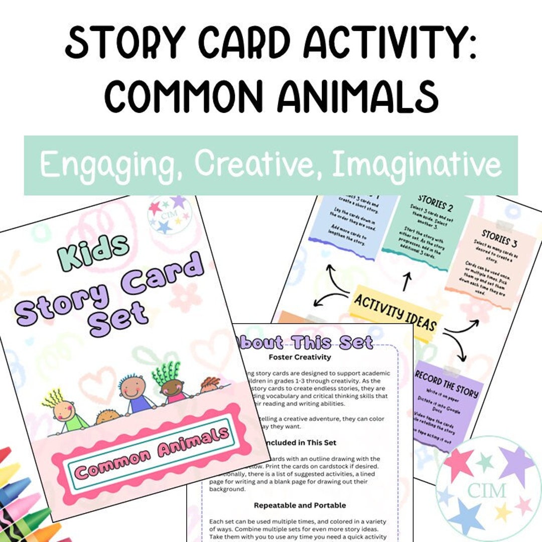 Story Cards for Kids Common Animals Academic Enrichment Game for Kids ...
