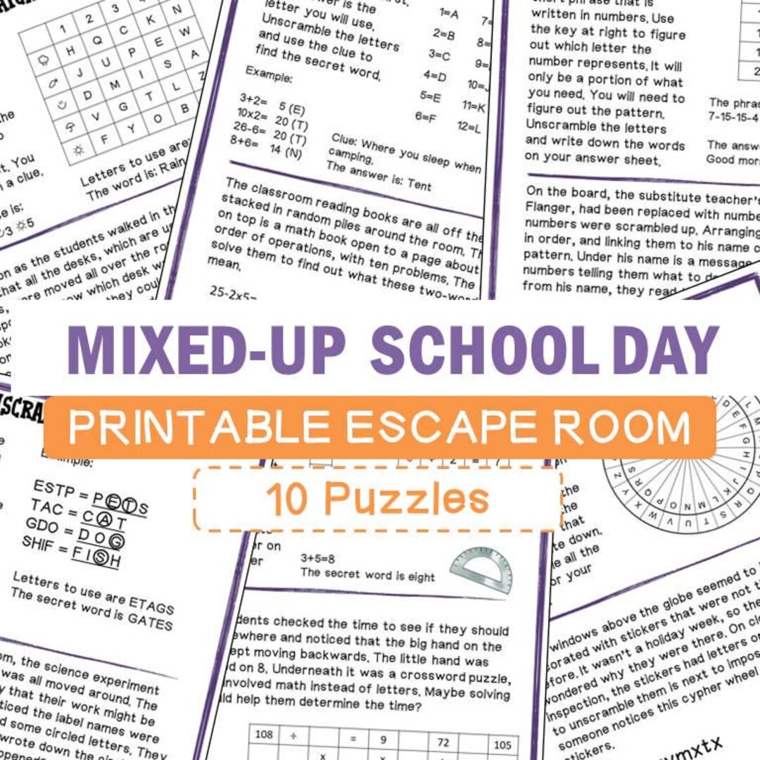 Escape Room Puzzle Game Kit for Kids - Printable Birthday Party Fun ...