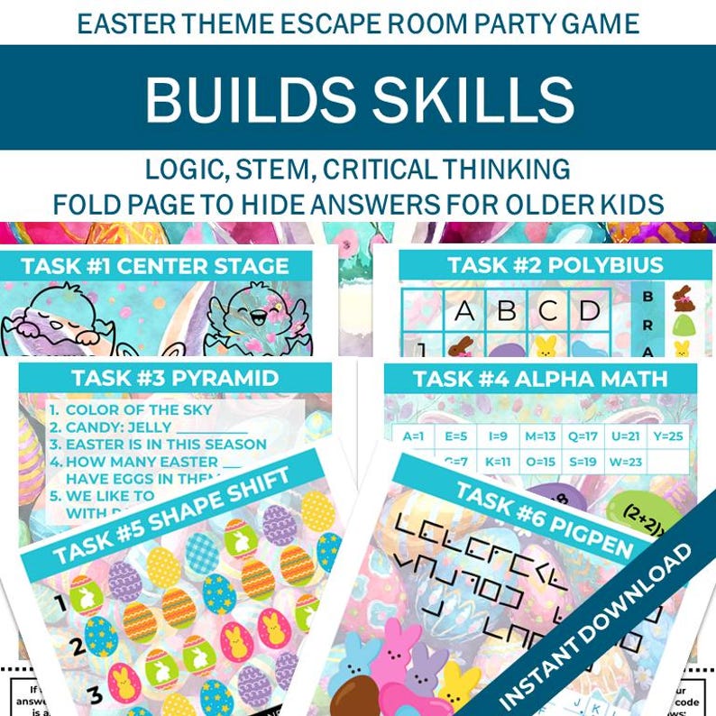 Easter Egg Printable Escape Room for Kids | Birthday Party Game ...