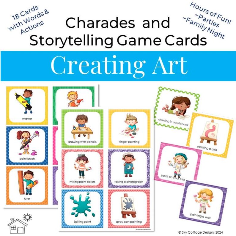 Charades Party Activity Game for Kids, Coloring Pages, Creating Art ...