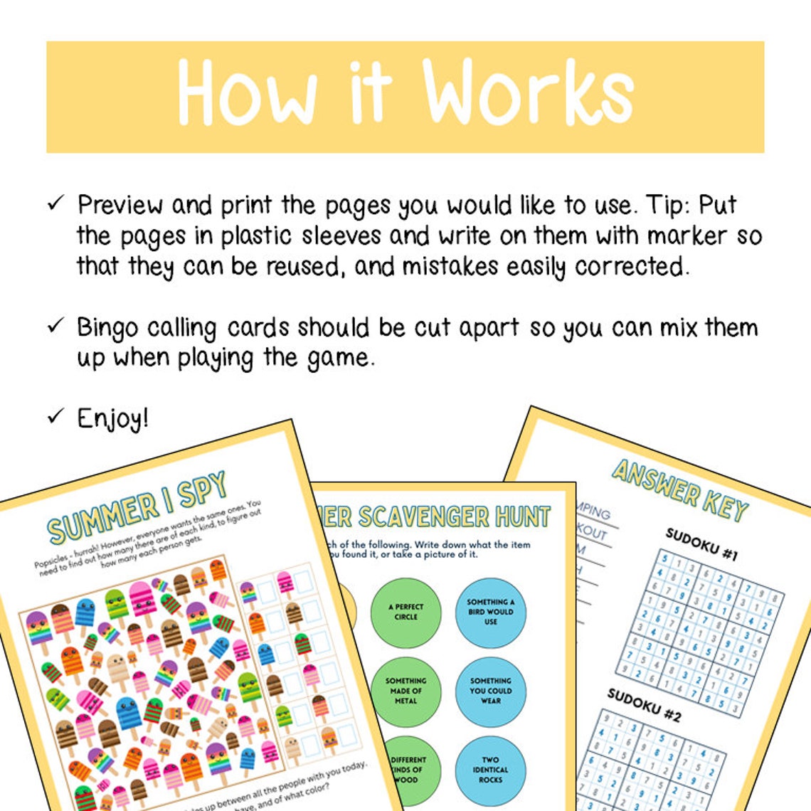 Summer Printable Party Games Bundle - Puzzle Party Game Kit- Fun Party ...