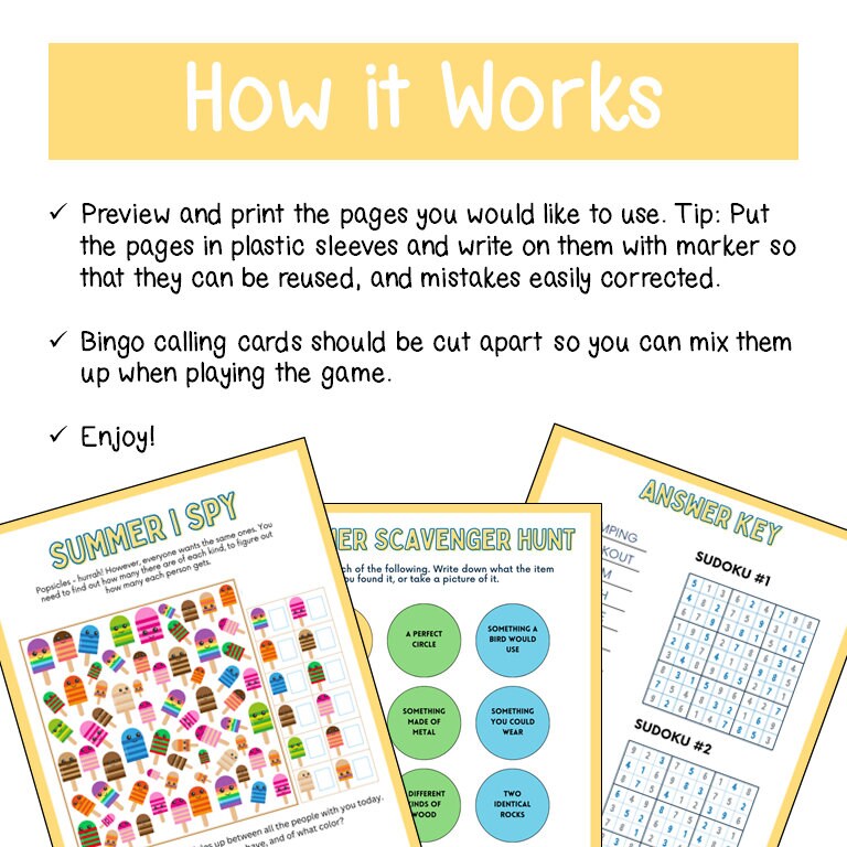 Summer Printable Party Games Bundle - Puzzle Party Game Kit- Fun Party ...